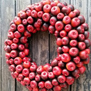 Apple Wreath, Red Apple Wreath, Christmas Wreath, Holiday Wreath, Fall ...