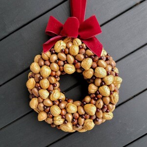 Christmas Wreath, Holiday Wreath, Nut and Berry Wreath. REAL NUTS - Etsy