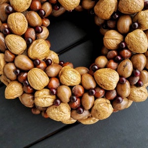 Christmas Wreath, Holiday Wreath, Nut and Berry Wreath. REAL NUTS - Etsy