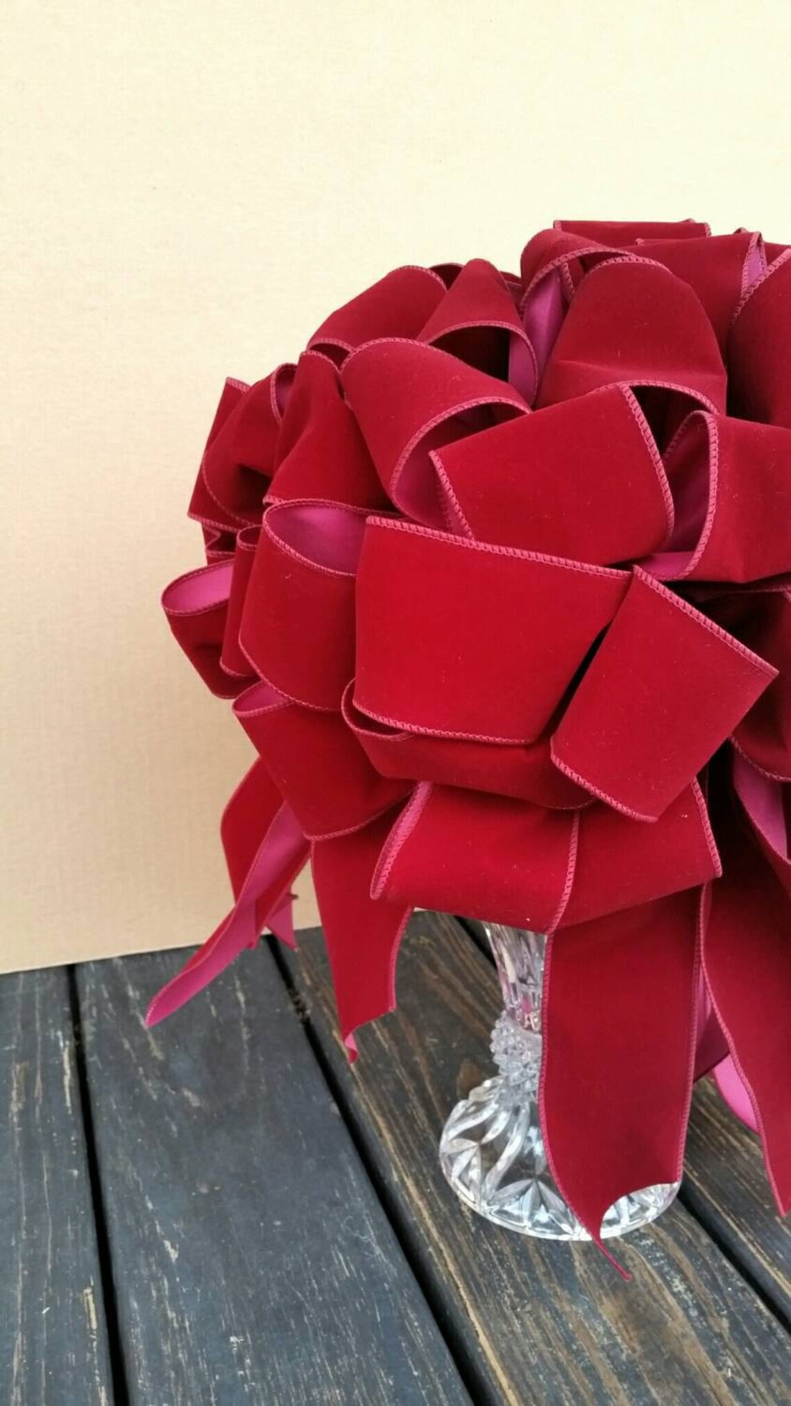 Red Velvet Christmas Tree Topper, Handcrafted Ribbon Bow - Etsy