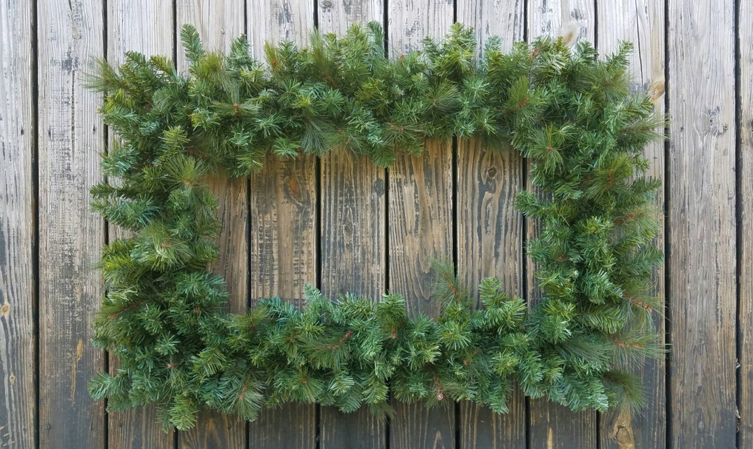 Christmas Wreath, Holiday Wreath, Pine Wreath, Rectangular Christmas ...