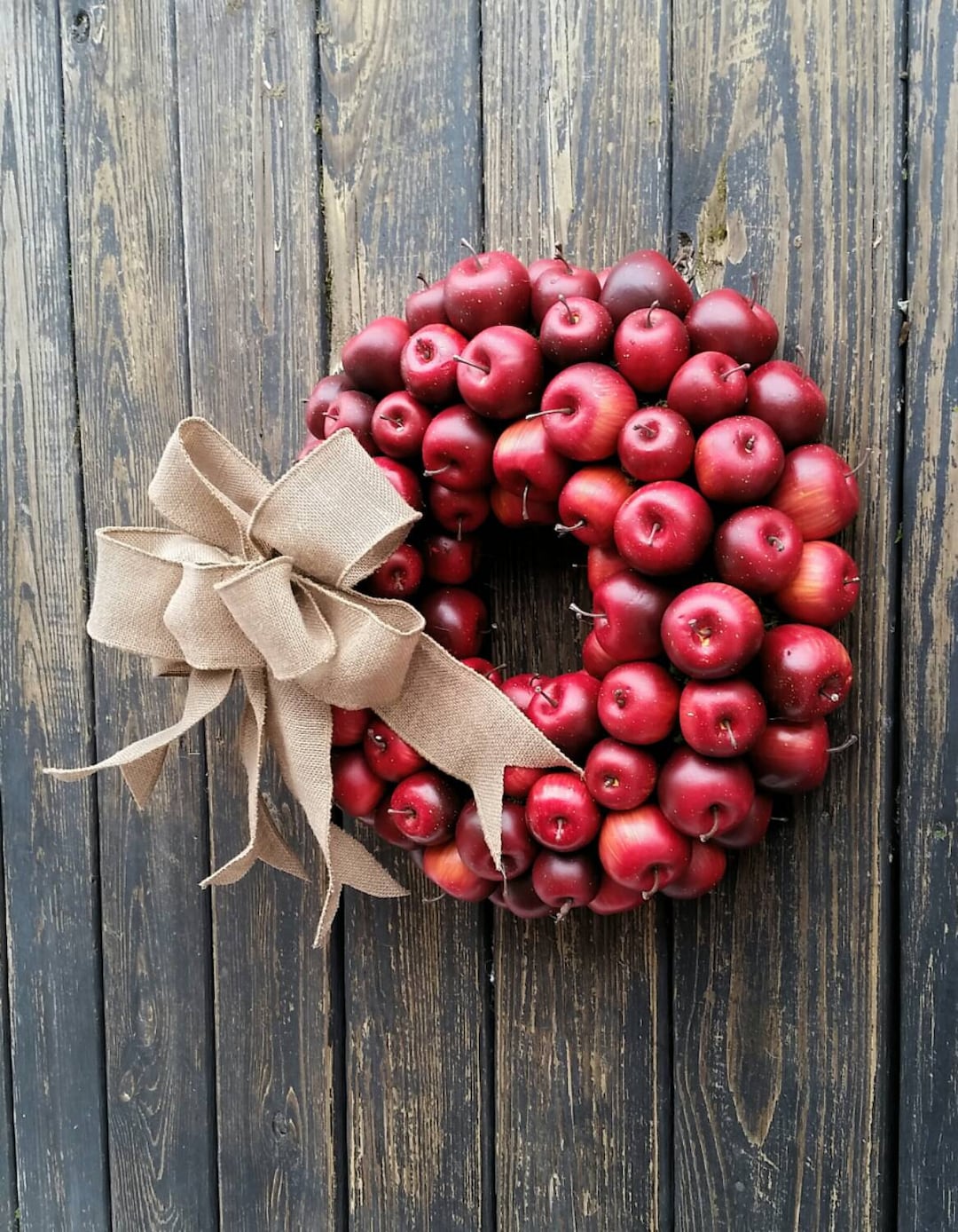 Apple Wreath, Red Apple Wreath, Christmas Wreath, Holiday Wreath, Fall ...