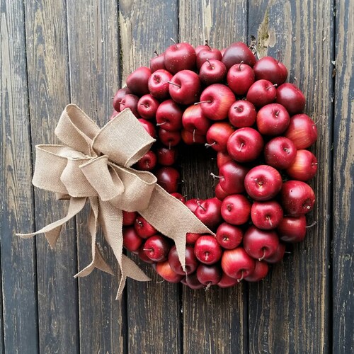 Apple Wreath Red Apple Wreath Christmas Wreath Holiday - Etsy