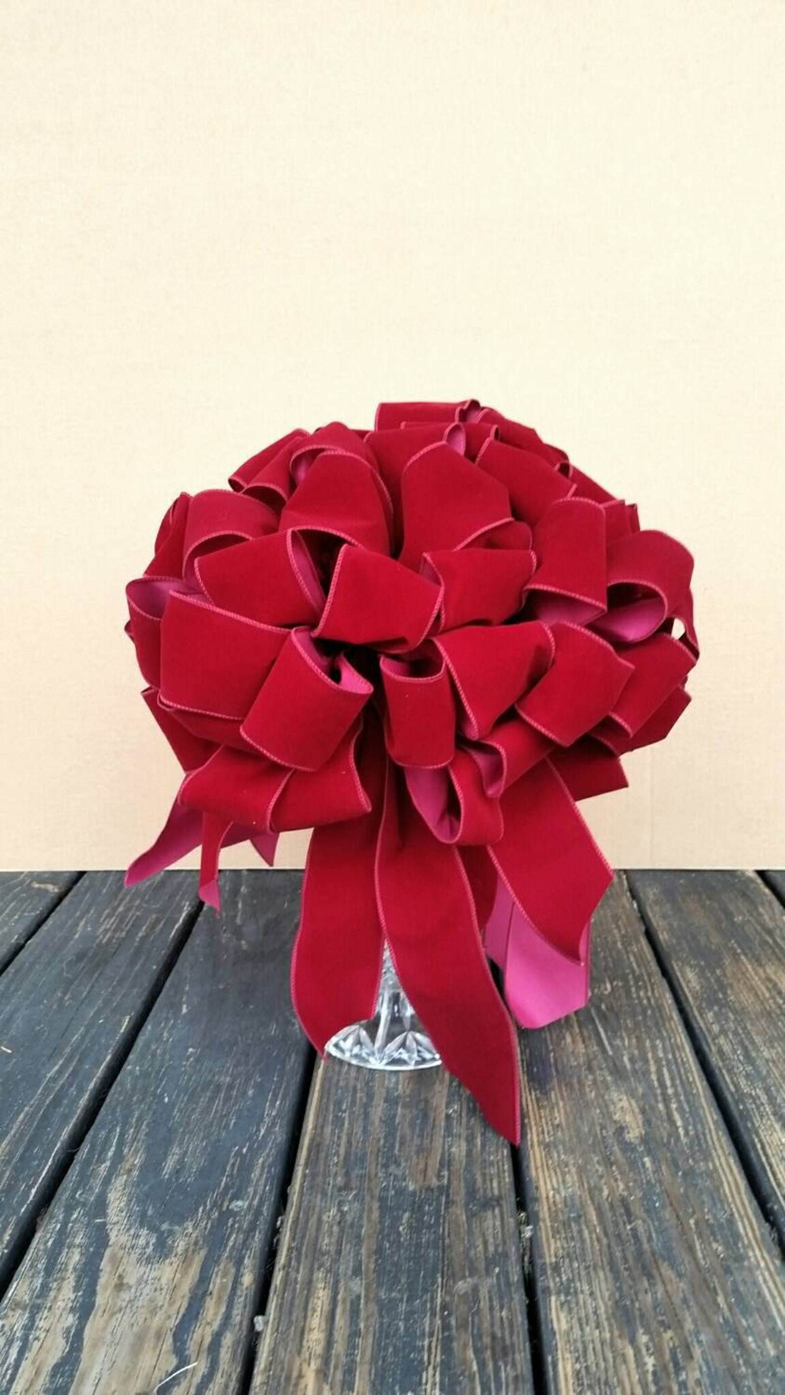 Red Velvet Christmas Tree Topper, Handcrafted Ribbon Bow - Etsy