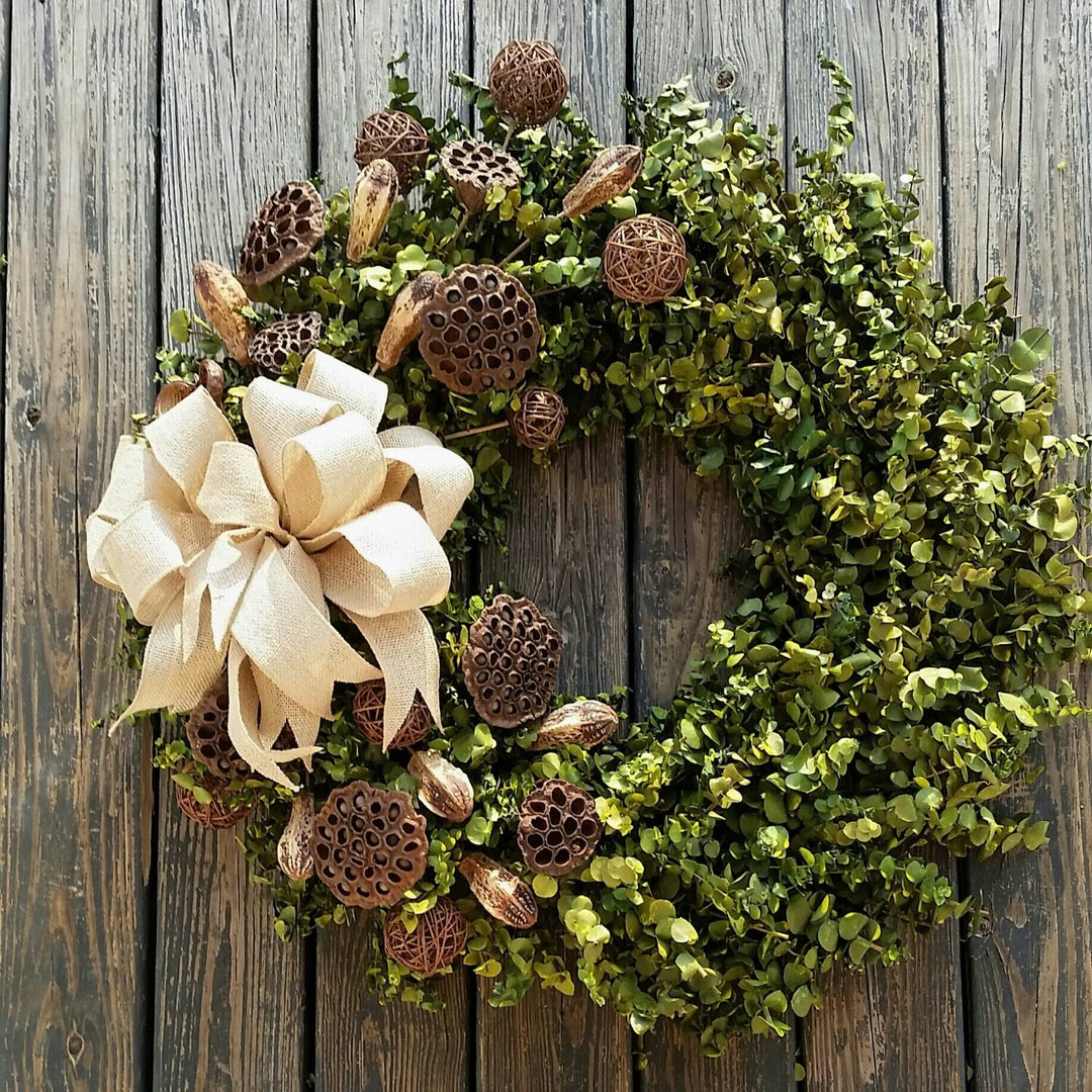 Wreath 30 Inch Dried Flower Wreath Eucalyptus Wreath - Etsy