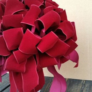 Red Velvet Christmas Tree Topper, Handcrafted Ribbon Bow - Etsy