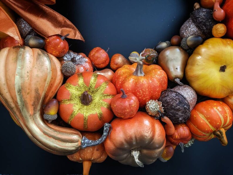 Thanksgiving Wreath Pumpkin and Acorn Wreath Fall Wreath - Etsy