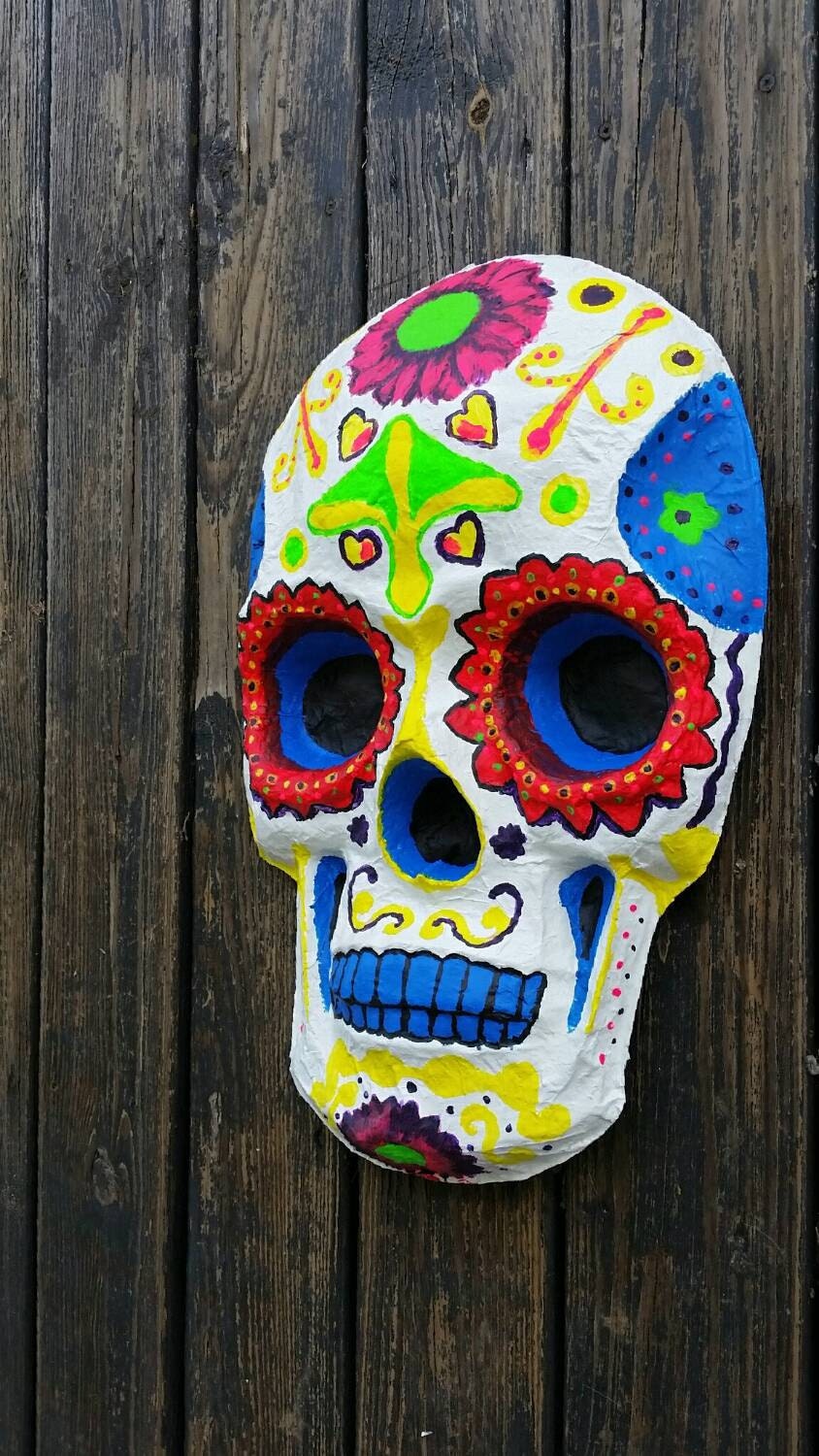 Skull Paper Mache Skull Day Of The Dead Paper Mache Skull Paper 