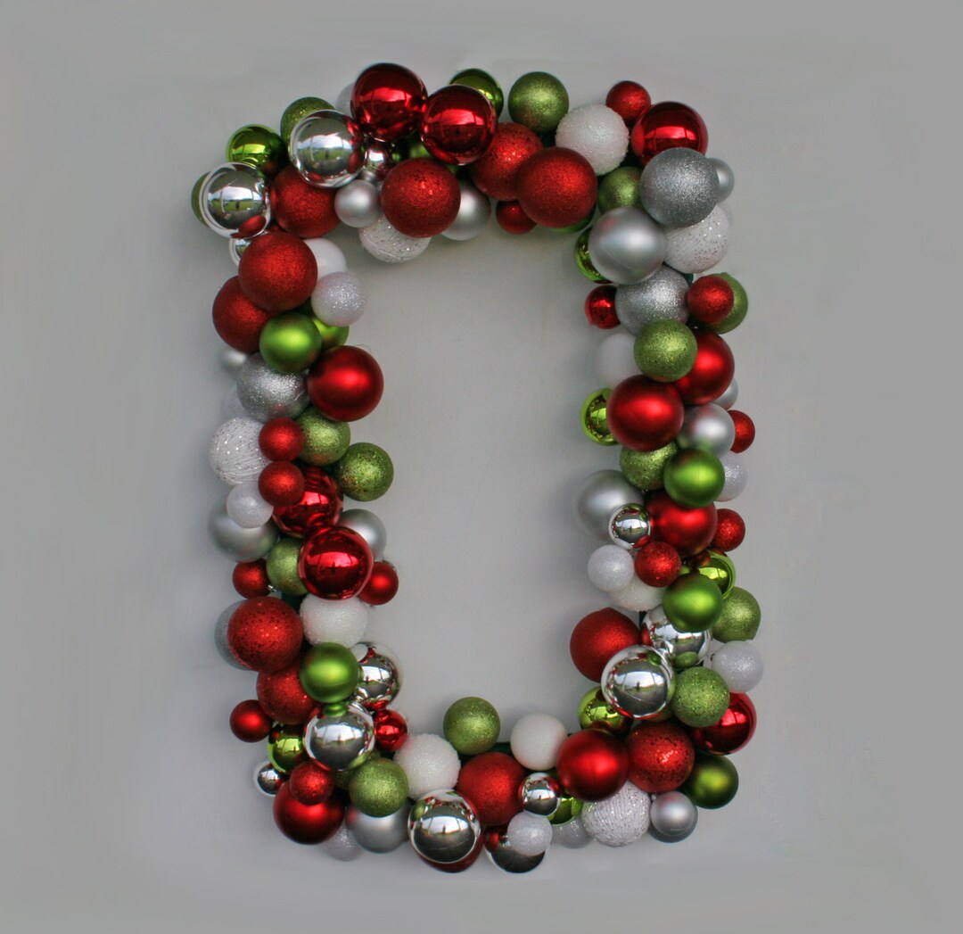 Christmas Wreath, Holiday Wreath, Ornament Wreath, Rectangular ...