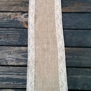 Table Runner, 10 Inch Wide by 72 Inch Long Lace and Burlap Table Runner ...