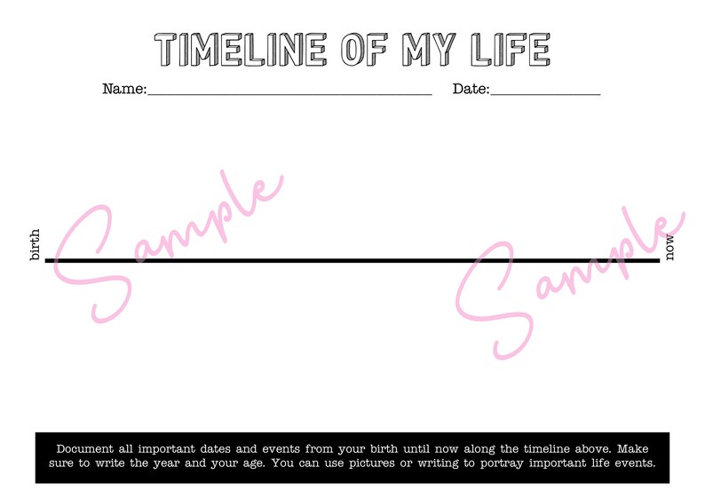 Timeline Worksheet Instant Download Printable Family History Activity ...
