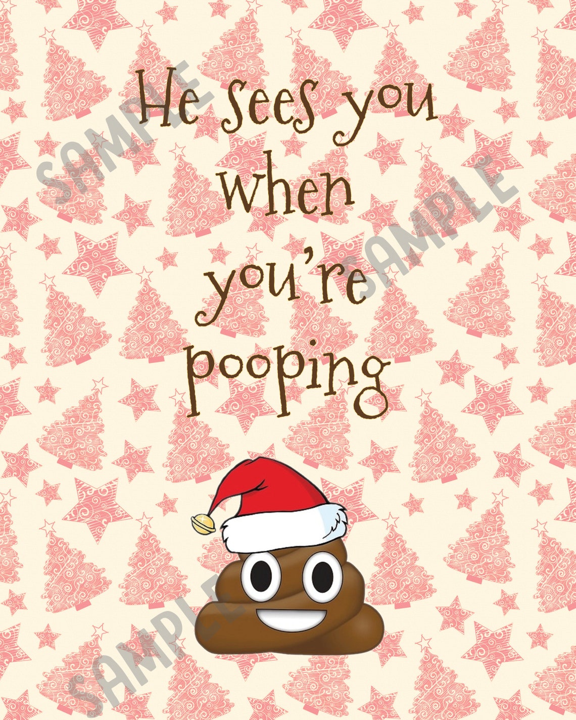 Christmas POOP emoji Santa FUNNY quote wall art 8 by 10 print | Etsy