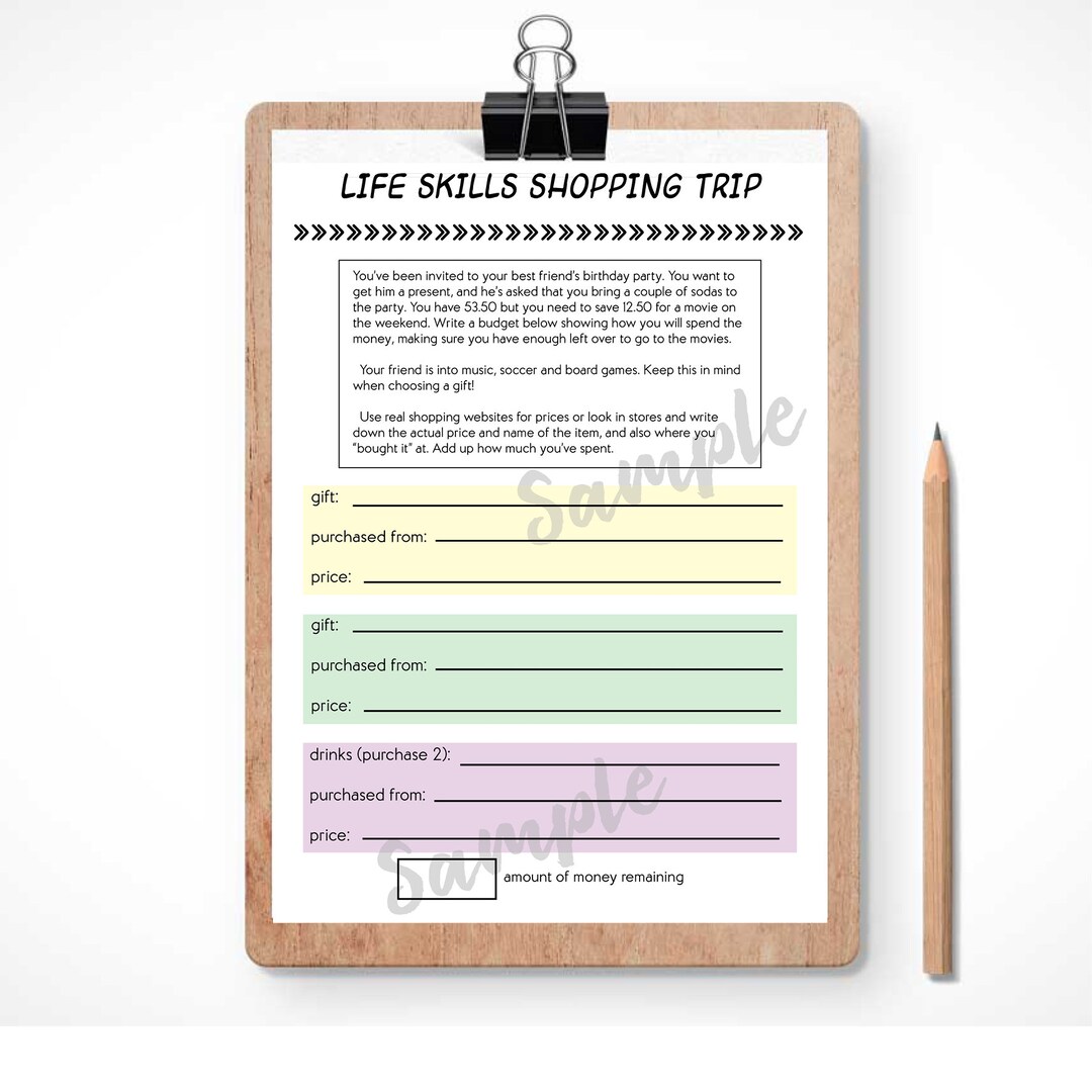 Life Skills Shopping Instant Download Printable Maths and Budgeting ...
