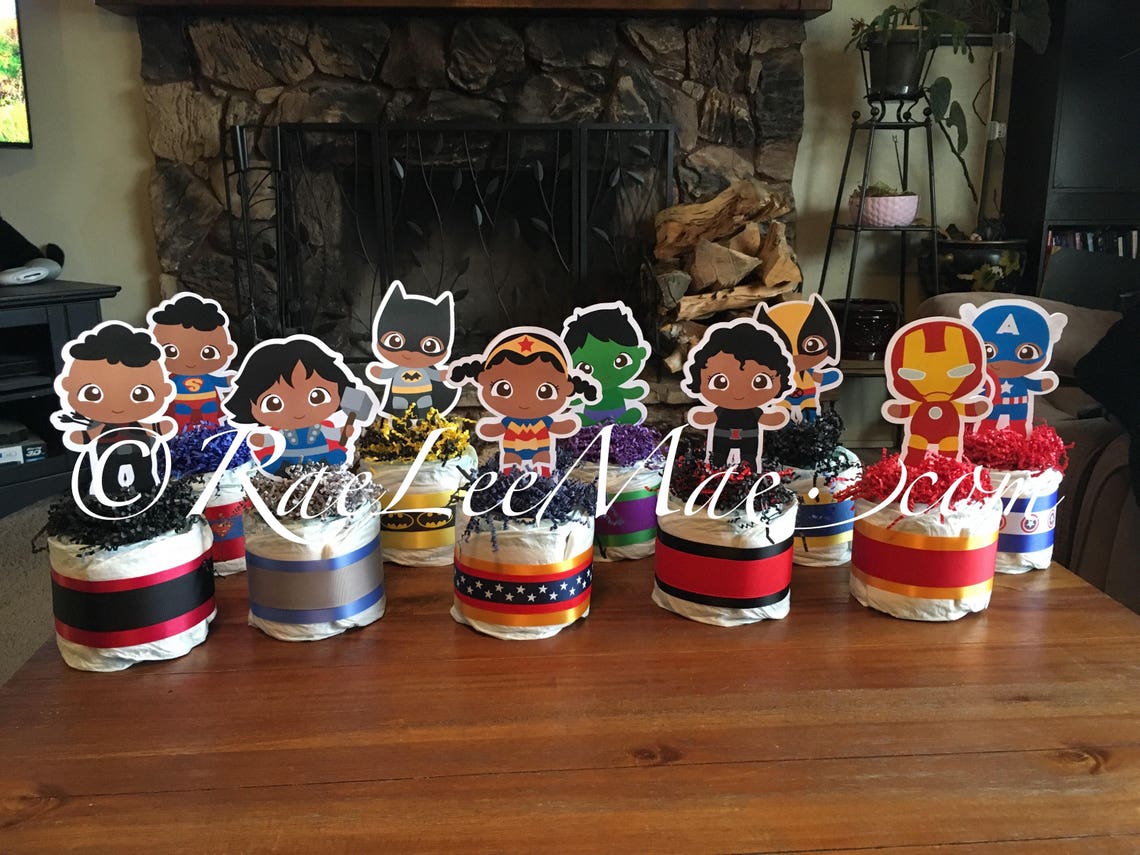 African American Baby Super Hero Diaper Cake/Super Heroes | Etsy