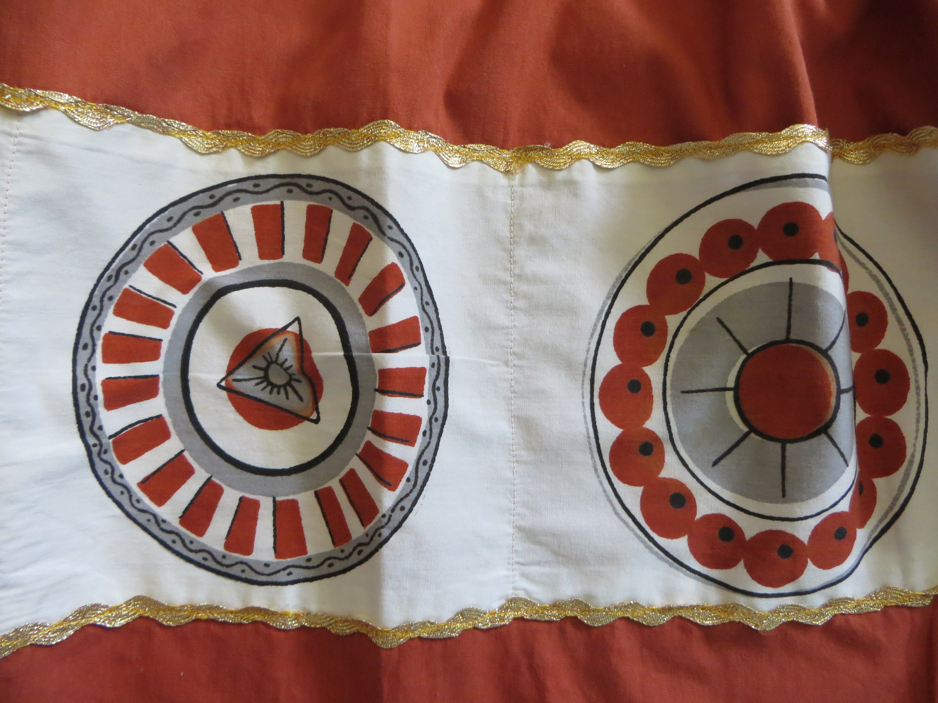 50s Half Apron Burnt Orange Rust Abstract Geometric Border - Etsy