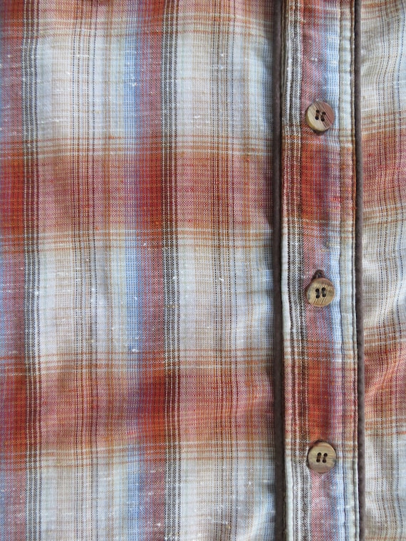 70s Shadow Plaid Western Shirt, Flare Collar Pointed … - Gem