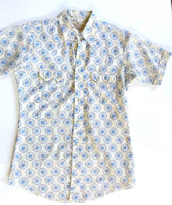 70s Western Shirt, Pearl Snaps, Flare Collar Pointed … - Gem