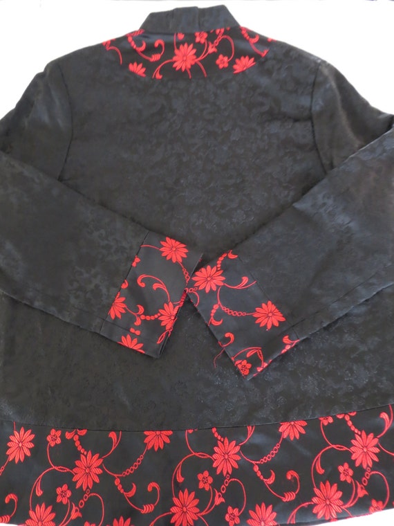 Black Brocade Asian Jacket, Deep Black Brocade, Manda… - Gem
