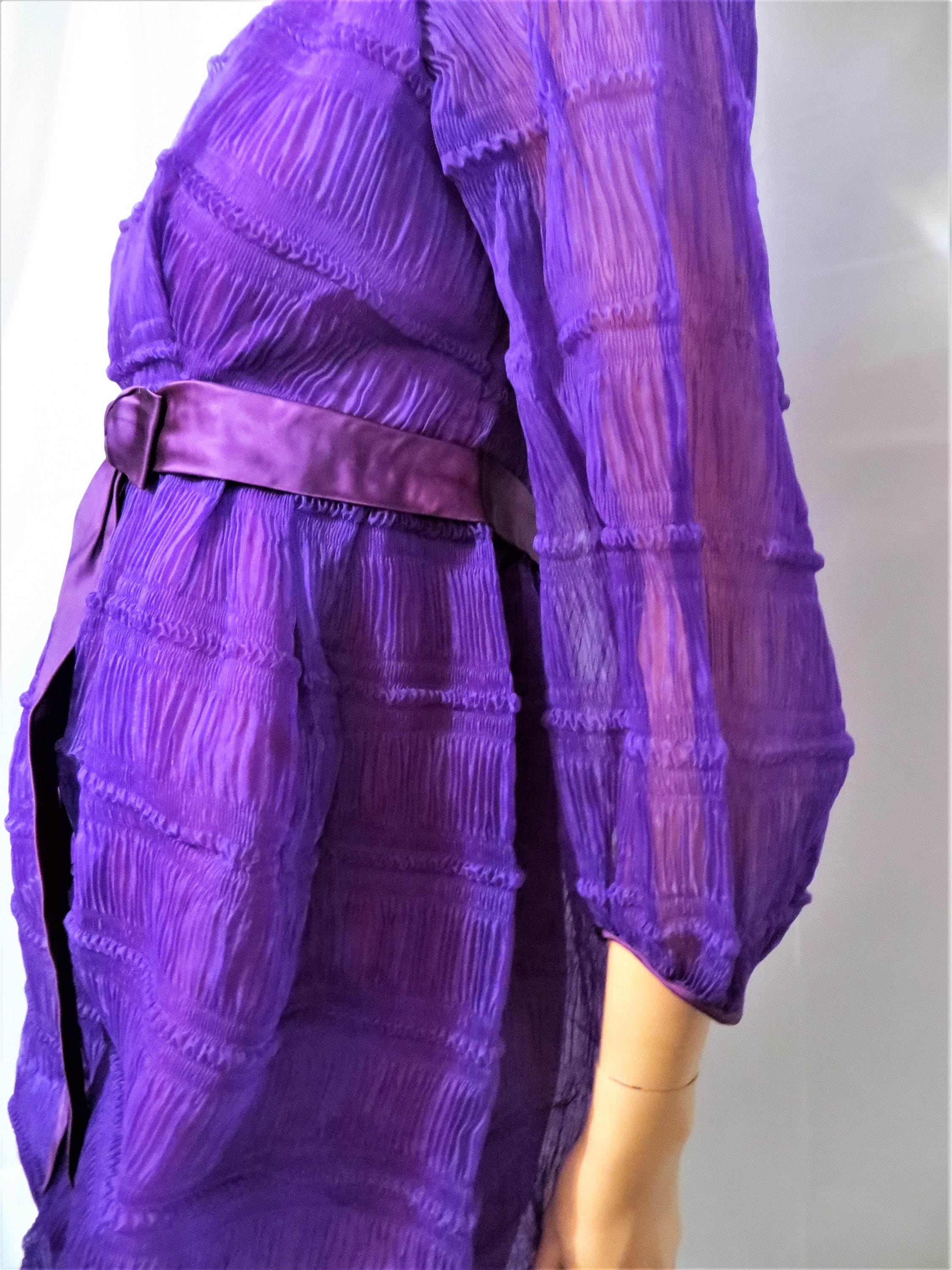 60s Minidress, Purple Seersucker Bubble Balloon Dress, Metal Zipper ...