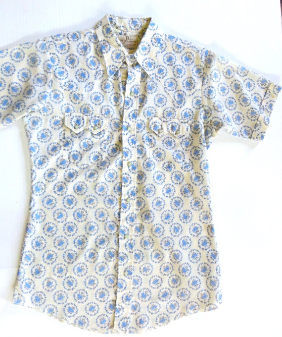 70s Western Shirt, Pearl Snaps, Flare Collar Pointed … - Gem