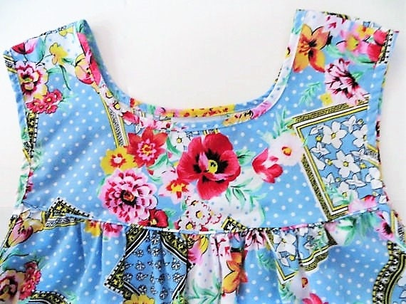 Vintage Boho Cottage Core Sundress Rose Print Cotton Lounging | Etsy