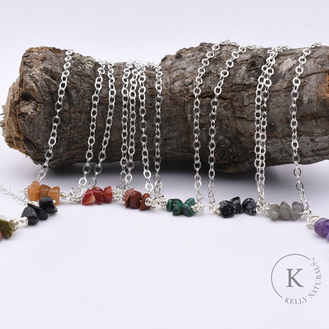 Gemstone Bar Necklace / Birthstone Necklace / Dainty Gemstone Necklace ...