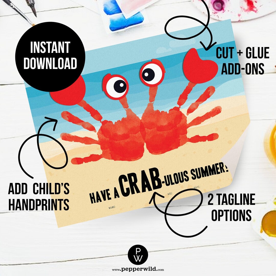 Summer Handprint Classroom Activity Kit for Kids // C is Cor Crab Cut ...