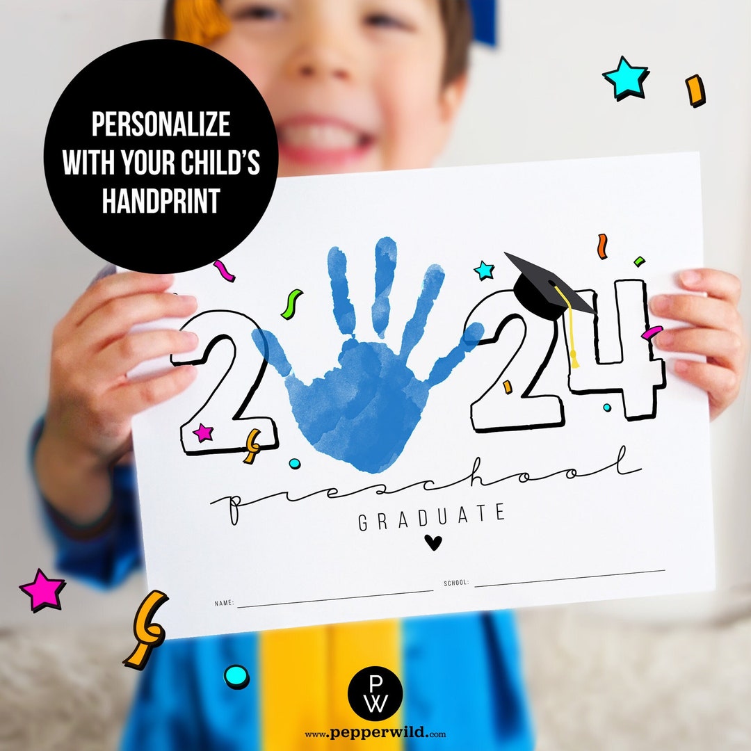 Preschool Graduation Handprint Keepsake // 2024 Pre-k Grad Certificate ...