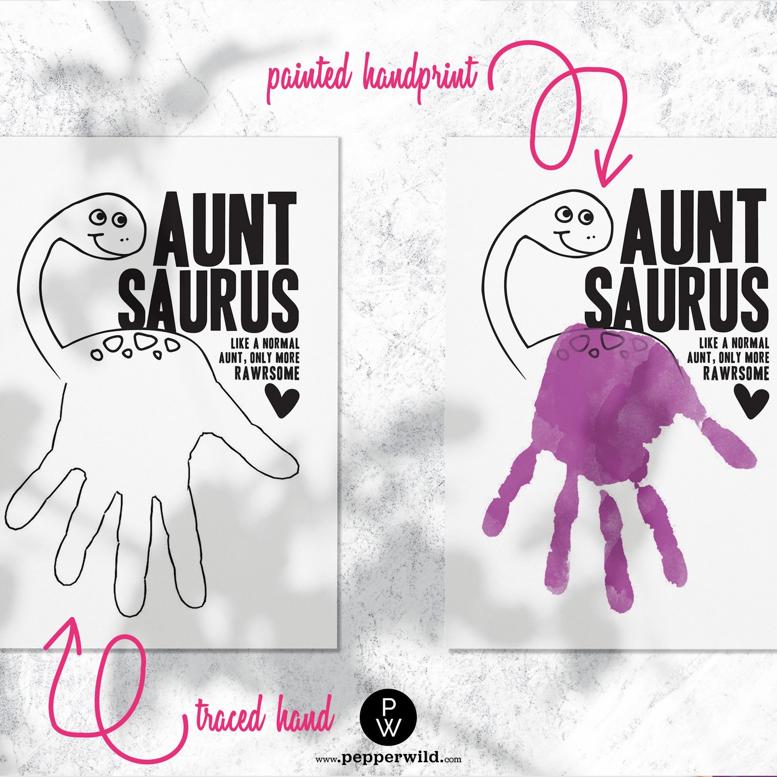 Aunt's Birthday Dinosaur Handprint Card From Kid, Nephew, Baby ...