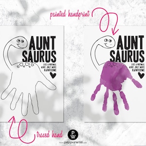 Aunt's Birthday Dinosaur Handprint Card From Kid, Nephew, Baby ...