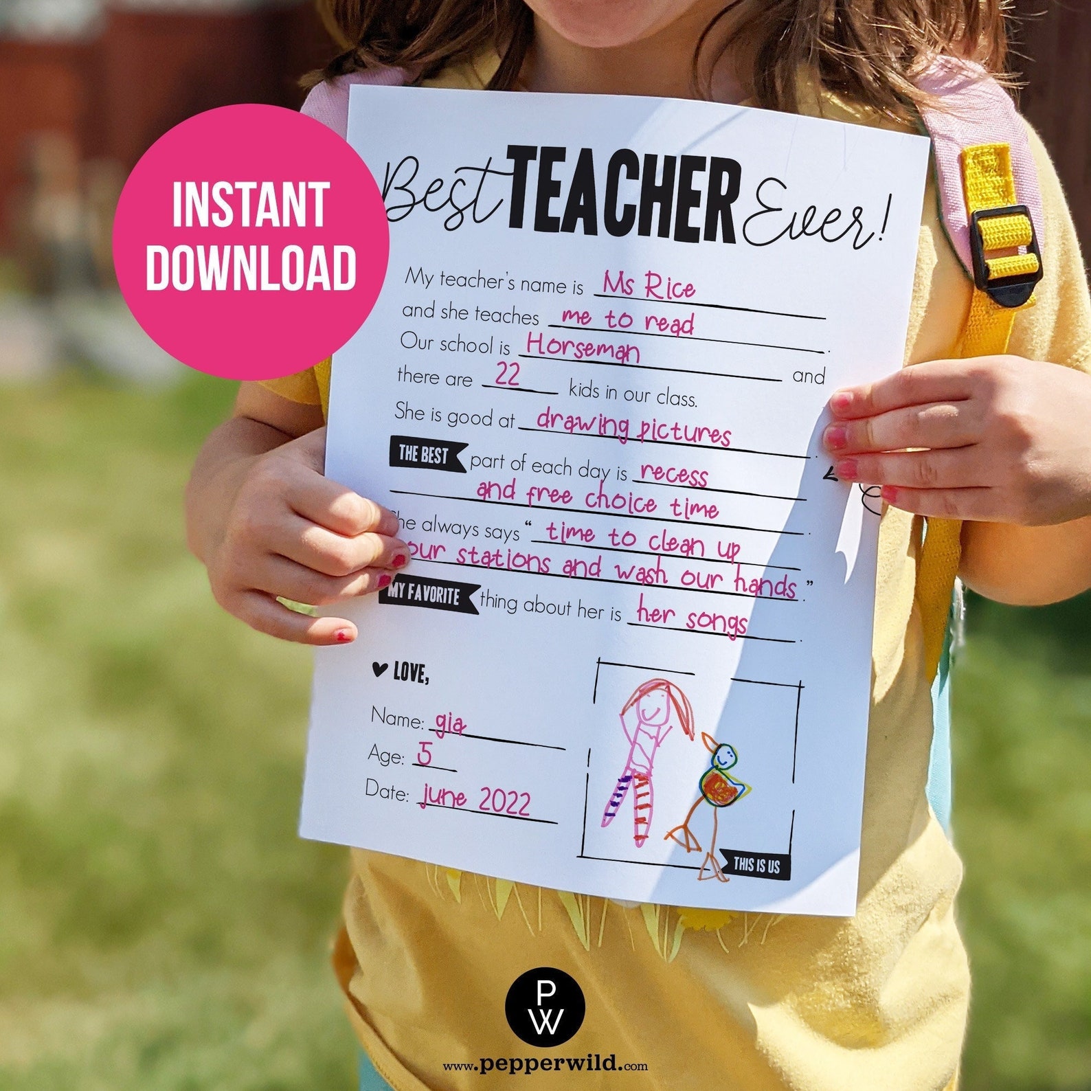 All About My Teacher Printable Card // School Interview Fill - Etsy