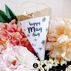 Kid's May Day 2024 Printable May Day Paper Cone Basket // Flower Basket ...