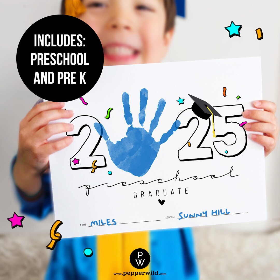 Preschool Graduation Handprint Keepsake // 2025 Pre-k Grad Certificate ...