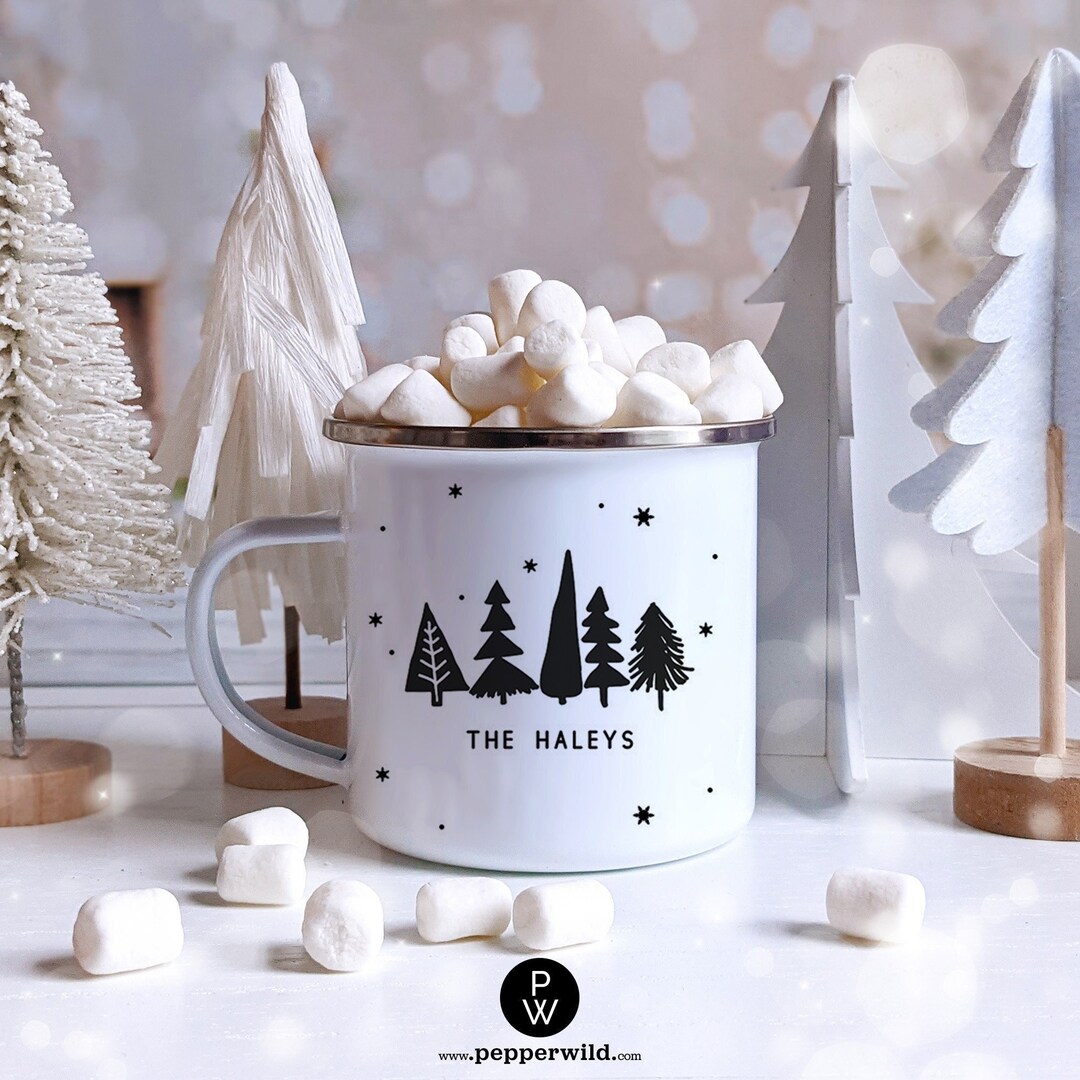 Matching Family Mugs for Winter, Personalized Holiday Hot Chocolate Cup ...