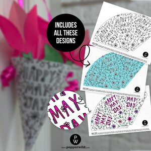 Print & Color a Cute May Day Basket in 2026 // Hand-drawn Flower ...