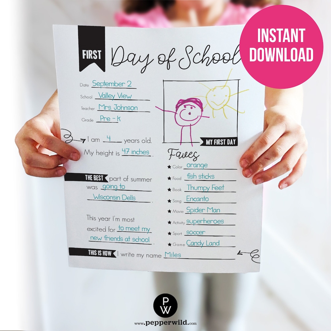 First Day of School Interview Printable // Back to School Fill in the ...
