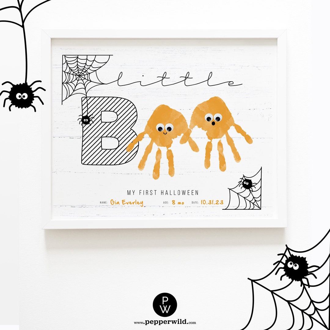 Baby's First Halloween Handprint, Footprint Keepsake, DIY Child Ghost ...