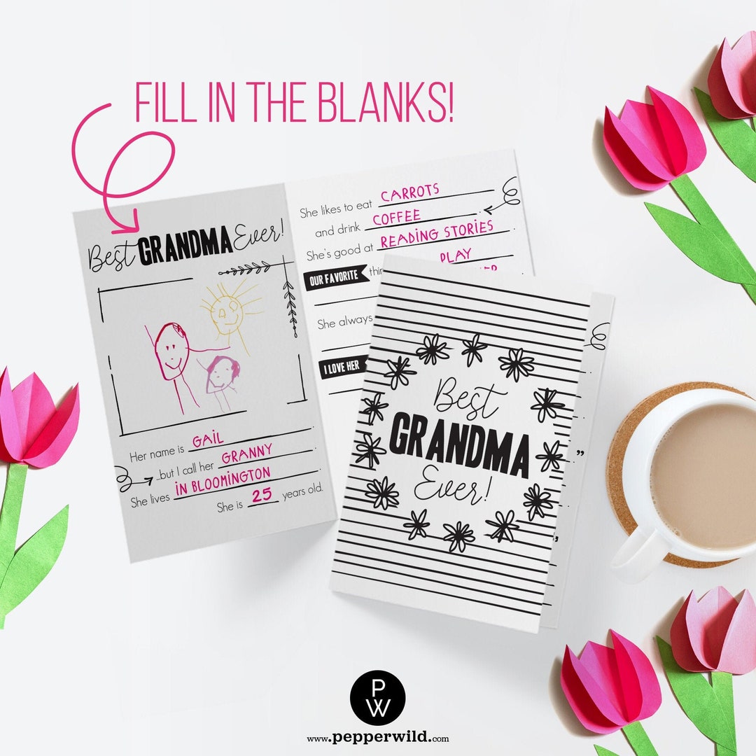 Grandma's Birthday Card From Grand Kids // Fill in the Blank Gramma ...