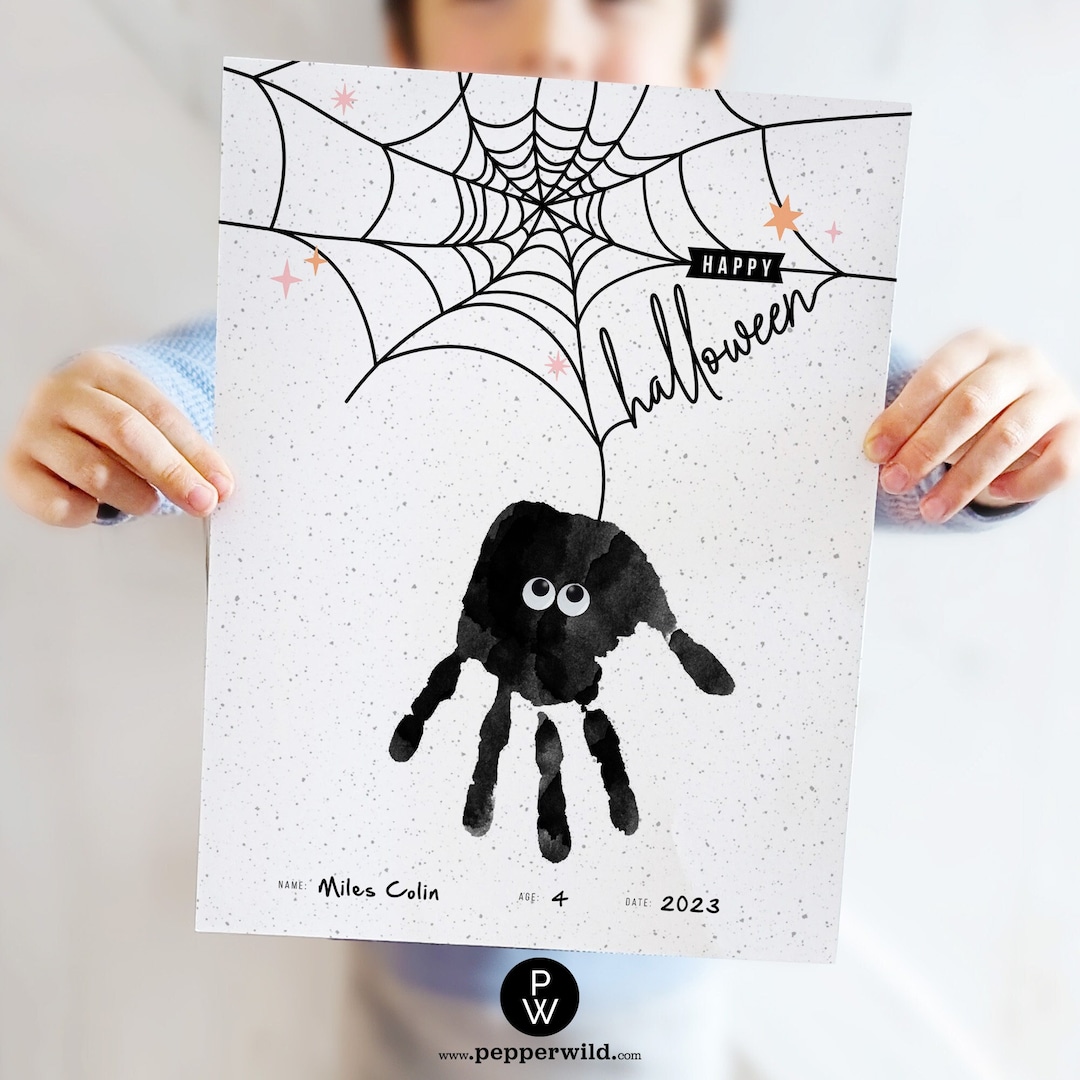 Halloween Spider Handprint Printable Keepsake // DIY Kid's Hand Print ...
