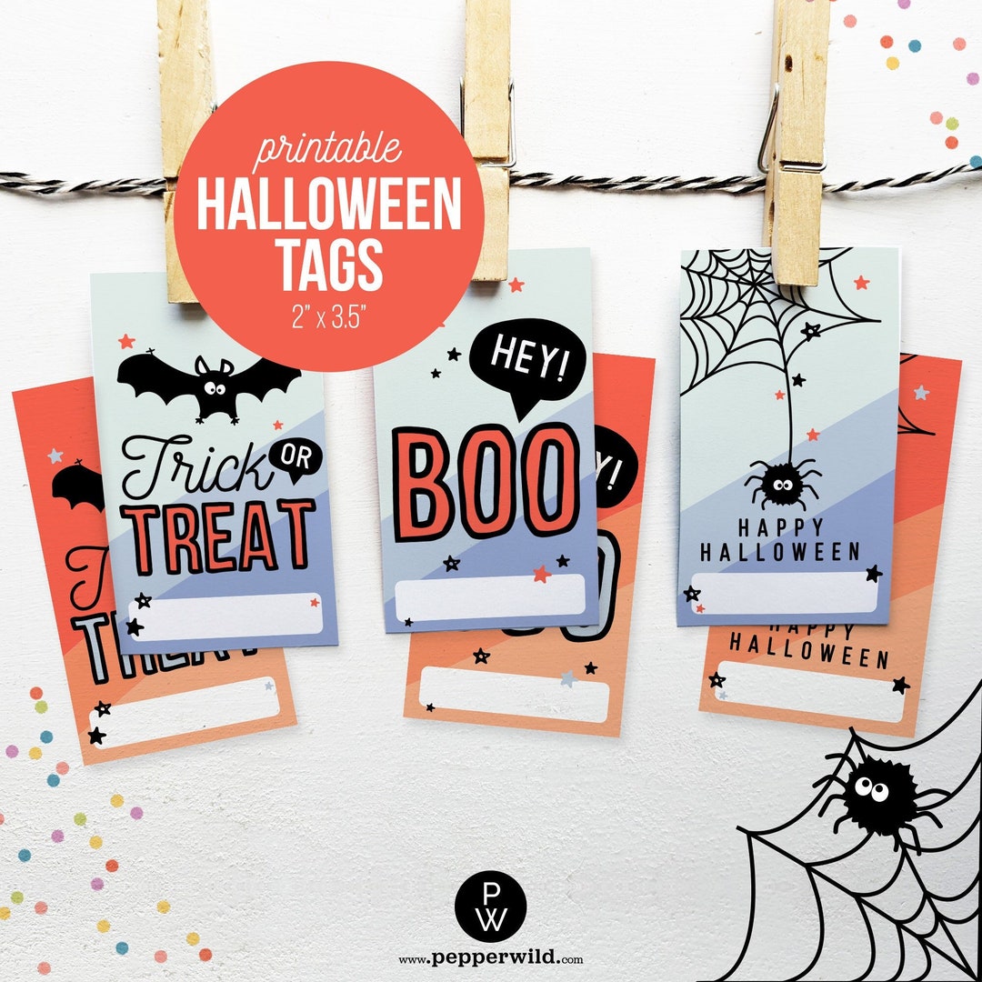 Printable Halloween Gift Tags Bundle // DIY Variety Pack of Cute, Fun ...