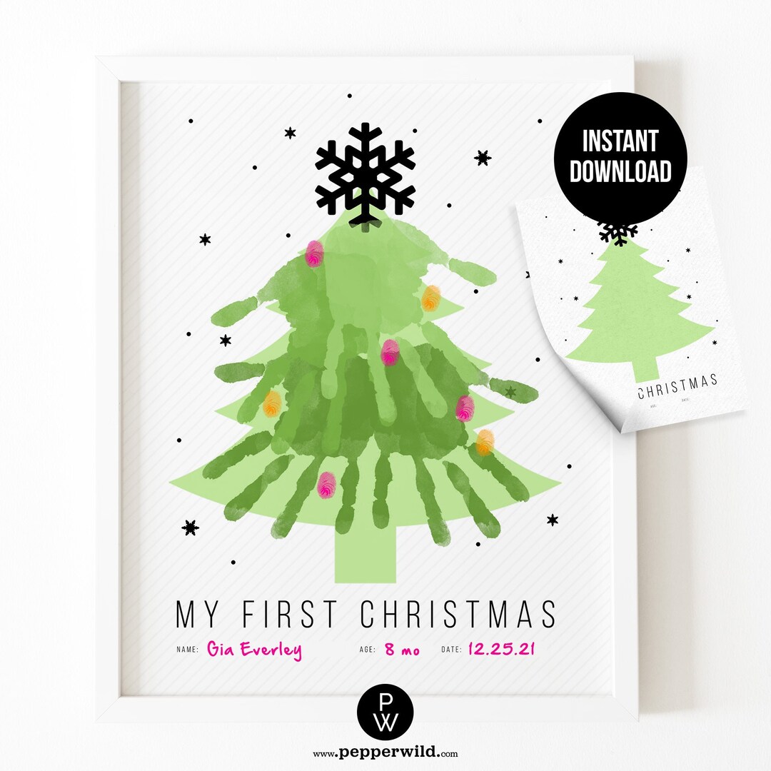 Baby's First Christmas Tree Handprint Keepsake // Last Minute ...