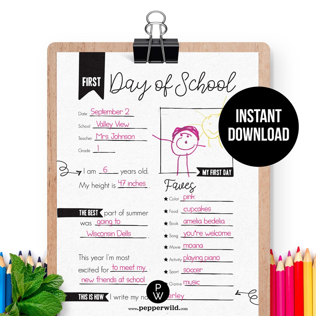 First Day of School Interview Printable // Back to School Fill - Etsy