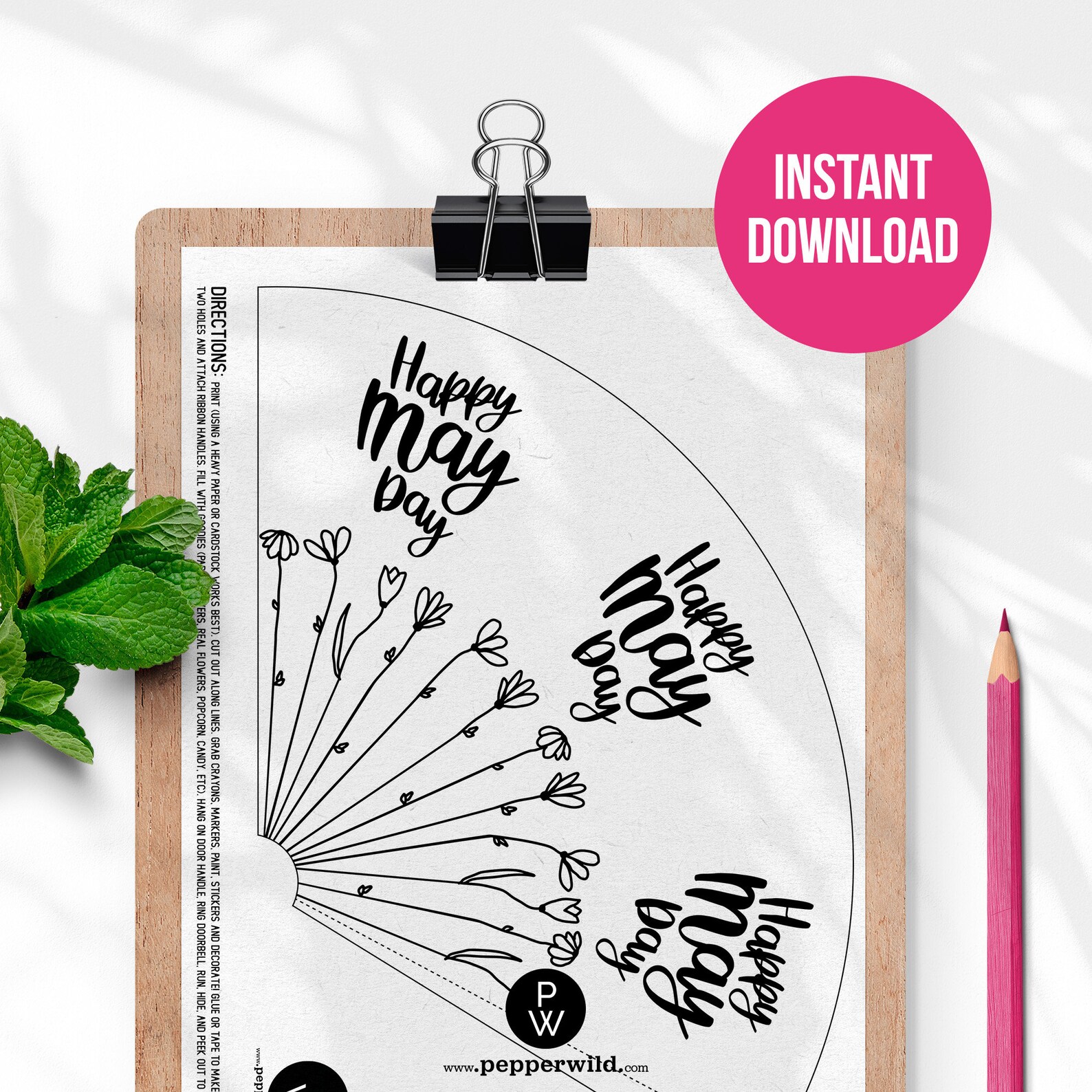 Paper Cone May Day Basket Template to Print at Home // May Day - Etsy