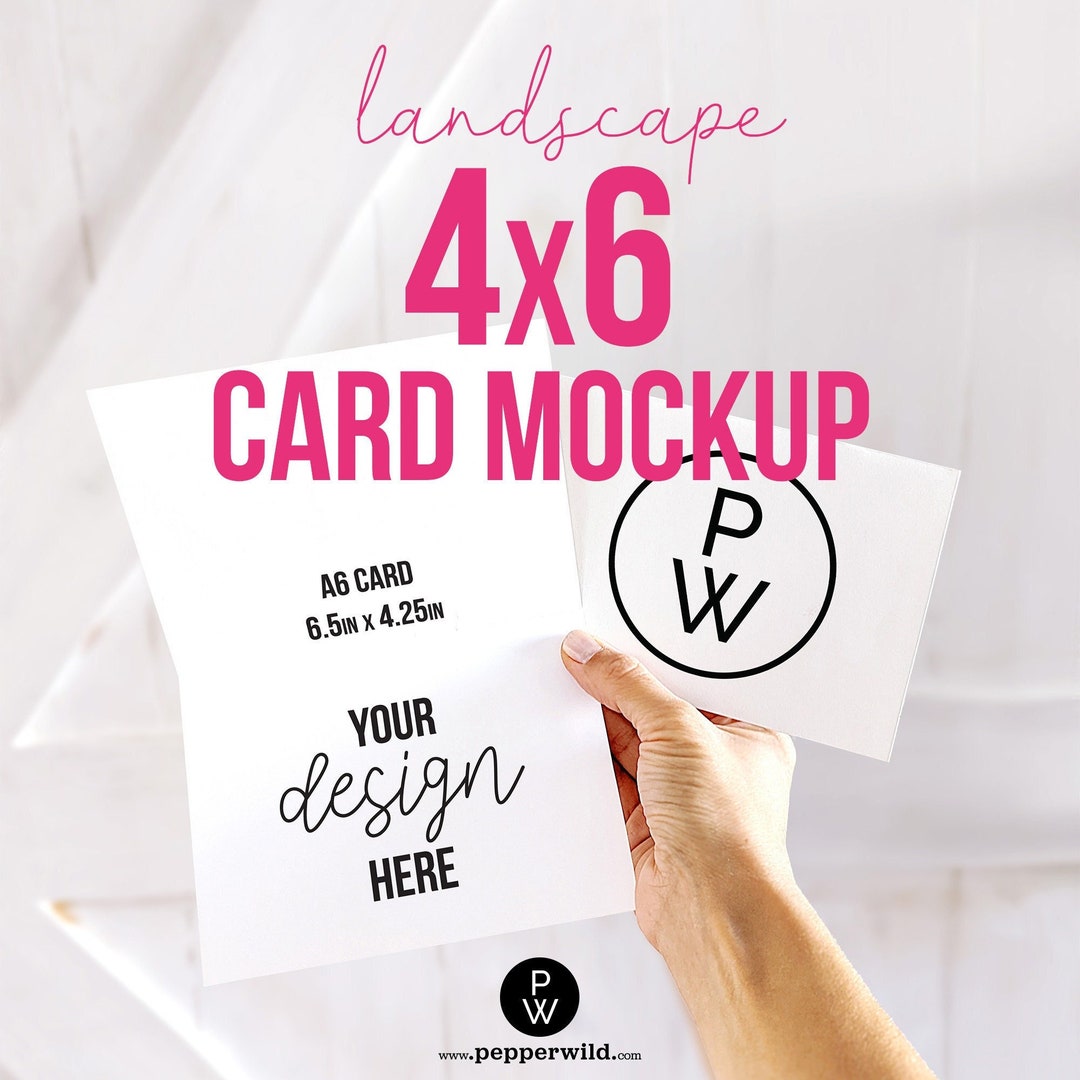 4x6 Landscape Card PSD Mockup // Girl Holding Blank Card Photoshop ...