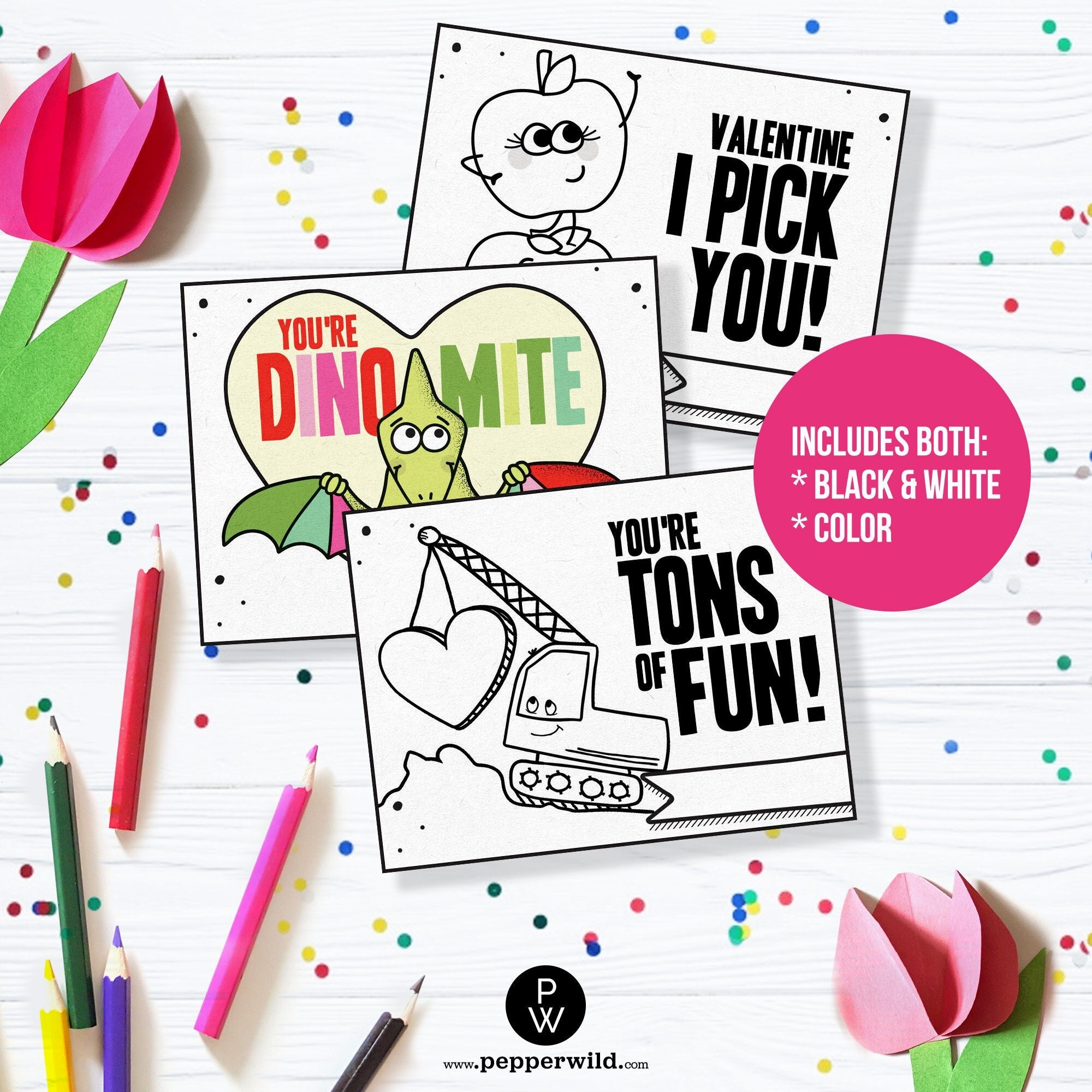 Valentine's Day Boy's Printable Classroom Cards // Color Your Own ...
