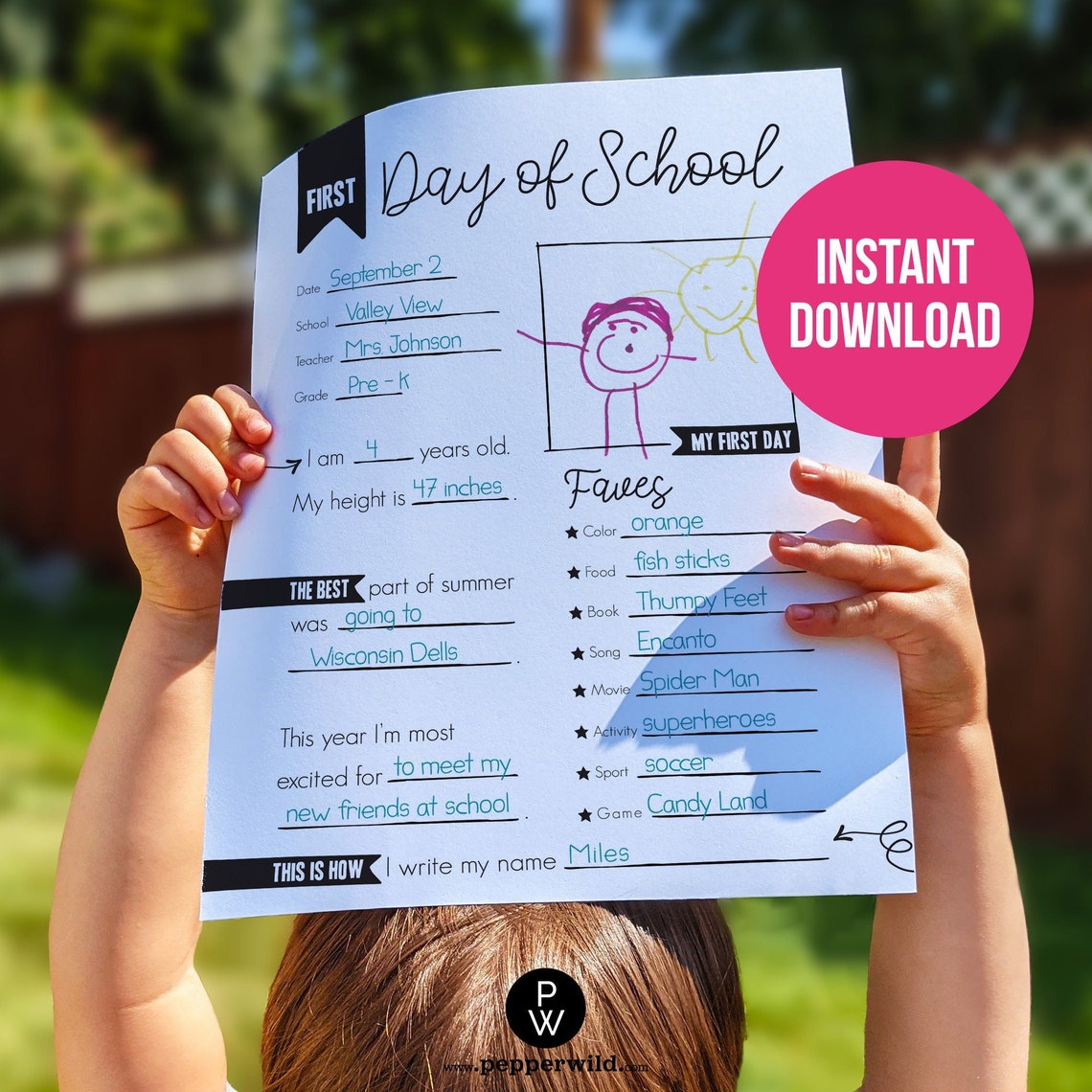 First Day of School Interview Printable // Back to School Fill - Etsy