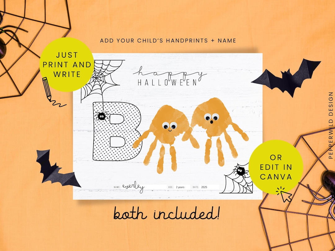 Halloween Ghosts Handprint Printable Keepsake // Personalize in Canva ...