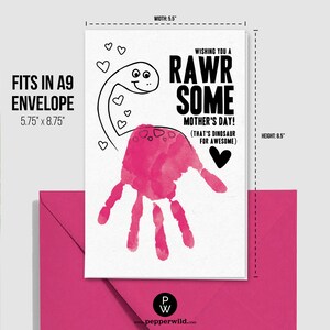 Mother's Day Dinosaur Handprint Card for Grandma, Step Mom From ...