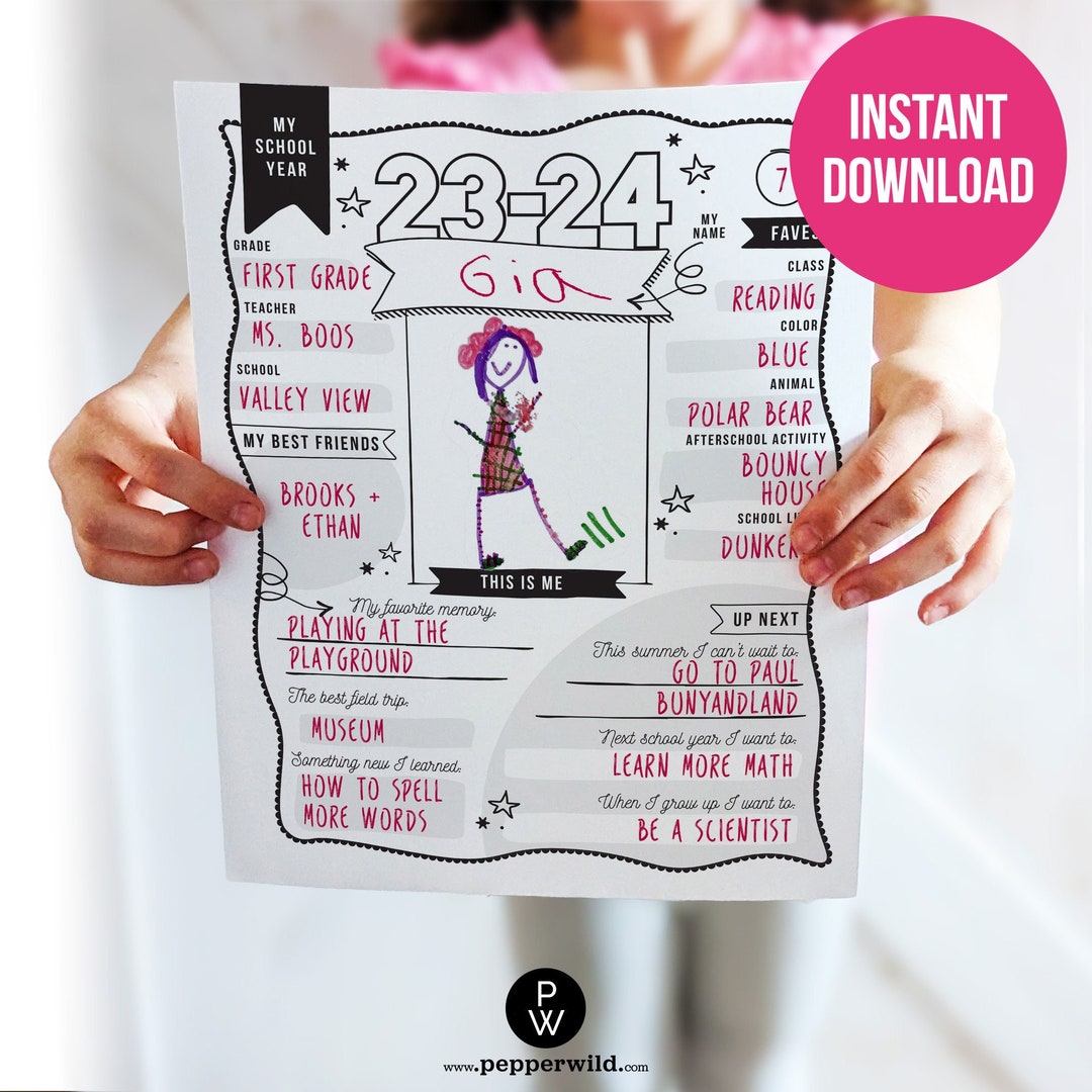 All About My School Year Fill in the Blank Questions for Last Day of ...