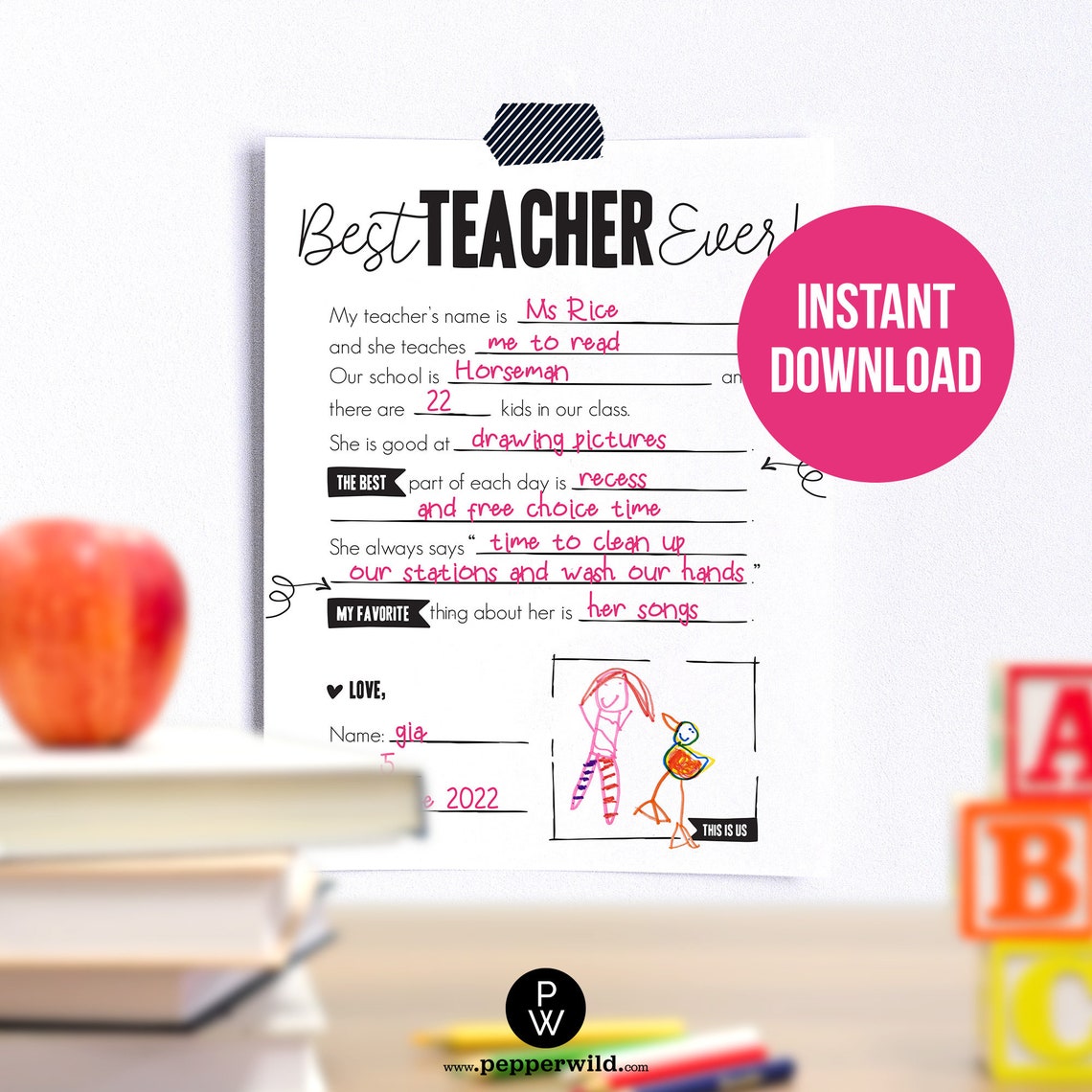All About My Teacher Printable Card // School Interview Fill - Etsy